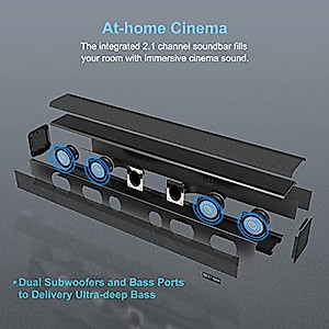 BESTISAN , 100 Watt HDMI Sound Bars for TV with Built in Subwoofer Home Theater System (32 inch, Sub Out Port, Bluetooth 5.0, 3 Audio Modes, Bass Adjustable, Wall Mountable, 2022 Upgraded)