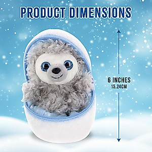 Made By Aliens Snowball Stuffed Surprise Zip Up Stuffed Animal – 6 inch Cute & Soft Plush Animal Toy – Perfect for Friends and Family All Ages Christmas Thanksgiving (Sloth)