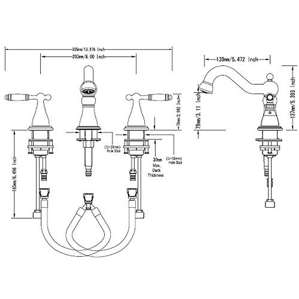 RKF Bathroom Faucets for Sink 3 Hole ORB 8 inch Widespread Bathroom Sink Faucet with Drain Double Lever Handle Faucet Bathroom Vanity Faucet Basin Mixer Tap Faucet WF013-ORB