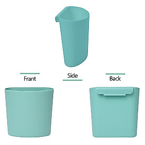 JAKAGO 6-Pack Little Hanging Bucket - Hanging Cup Holder for Rolling Cart Shelf Wall Storage Box for Kitchen Living Room Bathroom Desktop Cleaning Trash Can(Teal)