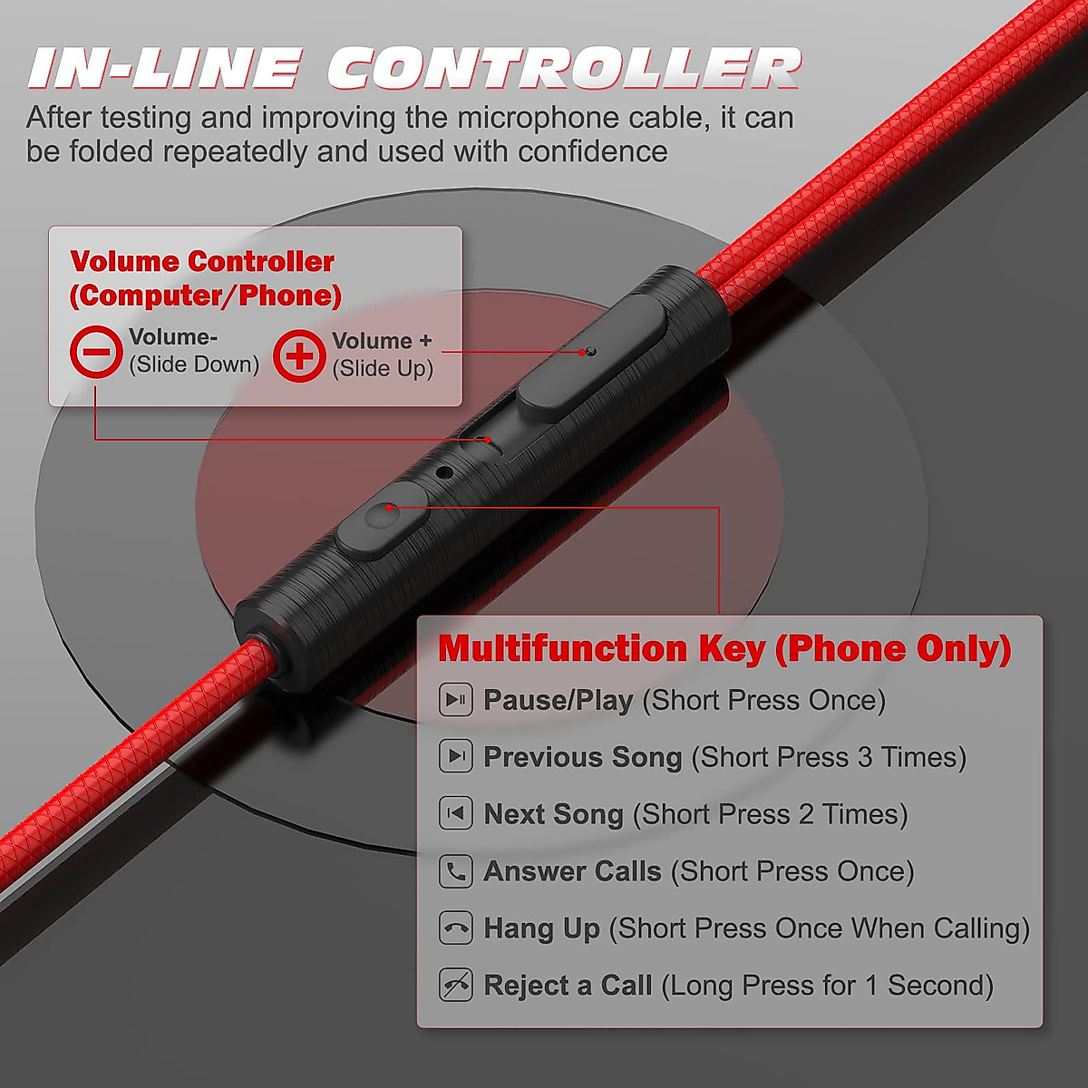 BlueFire 3.5 MM Gaming Headphone Wired Gaming Earphone Noise Cancelling Stereo Bass E-Sport Earphone with Adjustable Mic for PS4, Xbox One, Laptop, Cellphone, PC (Red)