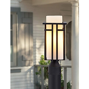 EERU Outdoor Post Lights Waterproof Metal Frame with Milk White Frosted Glass, Pier Mount Outdoor Lighting Fixtures(with 3-Inch Pier Mount Base) Outdoor Post Lantern for Garden Backyard and Porch