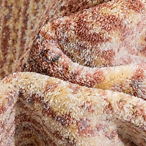 Well Woven Raggi Vintage Blush Pink Chindi Braided Pattern Area Rug (5'3" x 7'3")