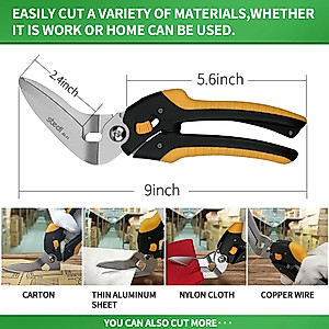 stedi 9-Inch Scissor Heavy Duty, All Purpose Scissors, Cardboard and Carpet Shears, TPR Handle, Extremely Sharp Blades with Finely Serrated -Easy Cutting Thick Paper, Leather, Sewing Fabric