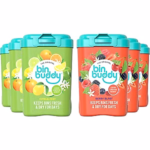 Bin Buddy Mixed Fresh Citrus & Berry, 450g, Pack of 6, Bin Freshener Deodoriser Powder, Leaves Your Bin Smelling Great, Suitable for Indoor and Outdoor Bins