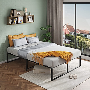 IDEALHOUSE Twin Metal Platform Bed Frame with Sturdy Steel Bed Slats,Mattress Foundation No Box Spring Needed Large Storage Space Easy to Assemble Non-Shaking and Non-Noise Black