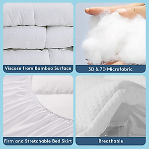 MASVIS Dual Layer 4 Inch Memory Foam Mattress Topper Queen Size, Breathable & Medium Support, 2 Inch Cooling Gel Memory Foam & 2 Inch Pillow Top Mattress Pad Cover for Back Pain