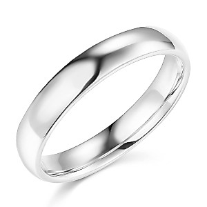 Wellingsale 14k White Gold Solid 4mm Comfort Fit Traditional Wedding Band Ring - Size 6.5