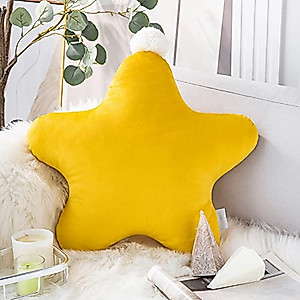 Ashler 3D Star Throw Pillows,Yellow Stars Pillows for Kids,Star Shaped Ultra Soft Velvet 18 X 18 Inches Throw Pillow, for Bedroom Room Home Decoration