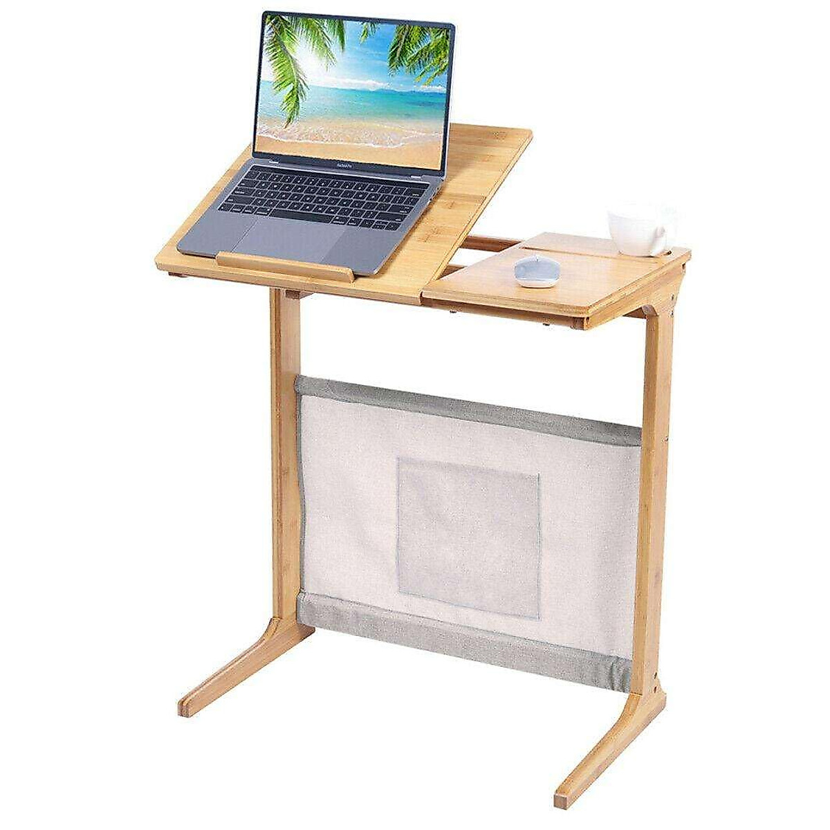 VBSQ Bamboo Laptop Desk Table End Side Table Angle Adjustments Top Tray Home Office Mikalo Home Office Office Furniture Standing Desk Computer Desk Stand up Desk Gaming Desk Standing Desk Office