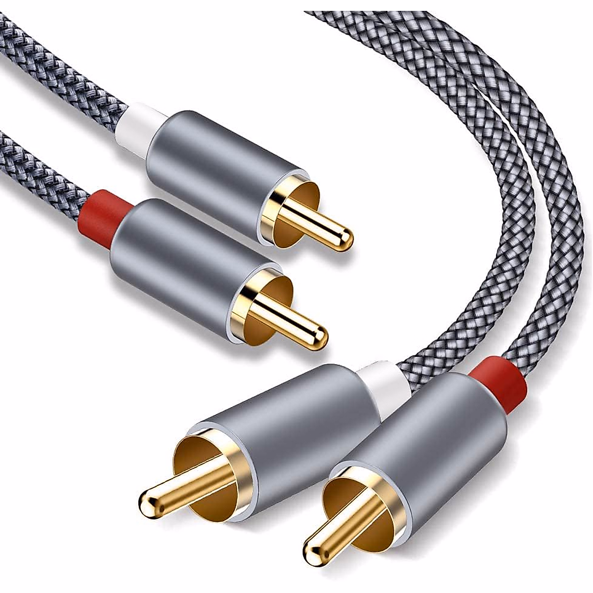 Goalfish RCA Cable, 0.5M/1.6FT RCA to RCA Male to Male Audio Stereo Subwoofer Cable [2Pack, Hi-Fi Sound] Nylon-Braided Auxiliary Audio Cord for Home Theater, HDTV, Amplifier, Hi-Fi Systems, Speakers