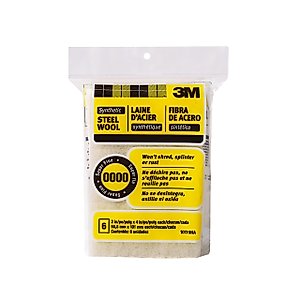 3M Synthetic Steel Wool Pads, 6-Pad, Use Wet Or Dry, Compatible With Water-Based Strippers & Finishes, Will Not Shred, Splinter Or Rust Like Steel Wool Does, Rinse and Reuse (10119NA)
