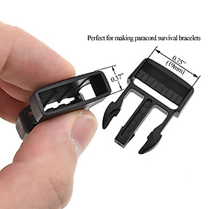 SGH Pro Quick Side Release Buckles 0.75' Wide Dual Adjustable Clips Snaps No Sewing Heavy Duty Plastic 7 Pack Replacement for Nylon Strap Webbing Survival Paracord Backpack Fanny Pack Waist Strap