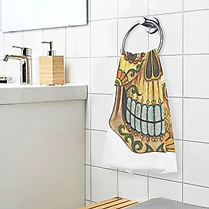 ALAZA Sugar Skull Art Day The Dead Hand Towels for Bathroom 1OO% Cotton 2 pcs Face Towel 16 x 28 inch, Absorbent Soft & Skin-Friendly