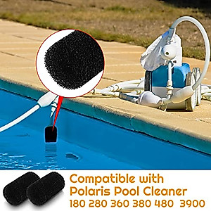 Queekay 100 Pcs Tail Scrubber High Density Pool Sweep Hose Scrubber Pool Cleaner Tail Sweep Replacement Pre Filter Sponge Compatible with Polaris Pool Cleaner 180 280 360 380, 3900