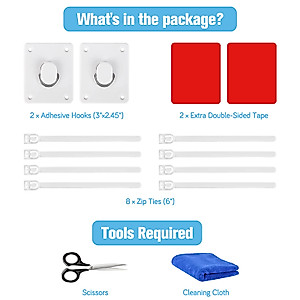 Retractable Baby Gates Floor Adhesive Hooks No Drilling (2-Pack) Prevent Babies and Pets from Going Under The Gate, Mesh Dog Gate Ground Anchor Hooks Ideal for Securing to Floors, Stairs | White