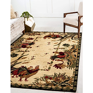 Unique Loom Barnyard Collection Area Rug - Farm (3' 3" x 5' 3" Rectangle, Cream/ Black)