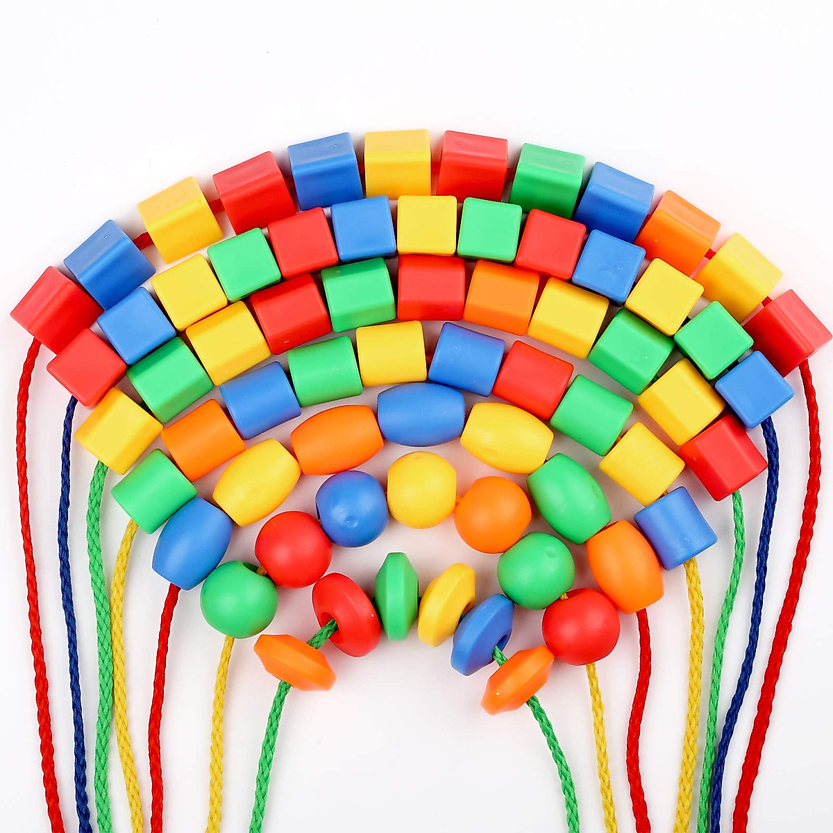 BMTOYS Lacing Beads for Kids - 70pcs Threading Beads Occupational Therapy Toys for Kids Fine Motor Skills Developmental Activity OT Toys