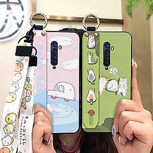 Soft Ring Lulumi Phone Case for Oppo Reno2, Original Durable Phone Holder Wristband for Girls Fashion Design Wrist Strap Dirt-Resistant Soft Case Anti-dust Back Cover Kickstand, #4