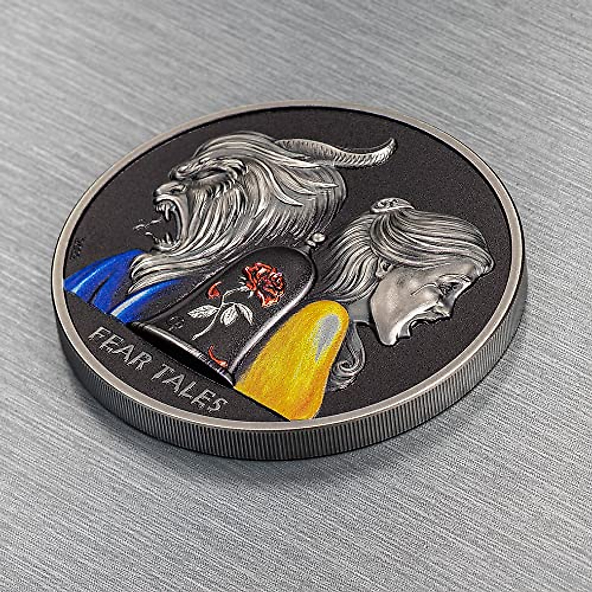 2022 DE Fear Tales PowerCoin Beauty And The Beast 2 Oz Silver Coin 10$ Palau 2022 Antique Finish