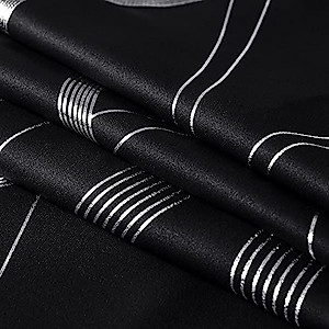 NICETOWN Blackout Curtain Panels 84 inches - Light Reducing Thermal Insulated Solid Grommet Blackout Curtains/Panels/Drapes for Living Room/Nursery/Kids Room (Set of 2, 52 inches by 84 Inch, Black)