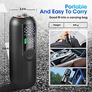 Electric Bike Tire Pump with Gauge, Tire Inflator Portable Air Compressor, Air Pump for Car Tires, Air Compressor for Car, Motorcycle, Bicycle, Ball
