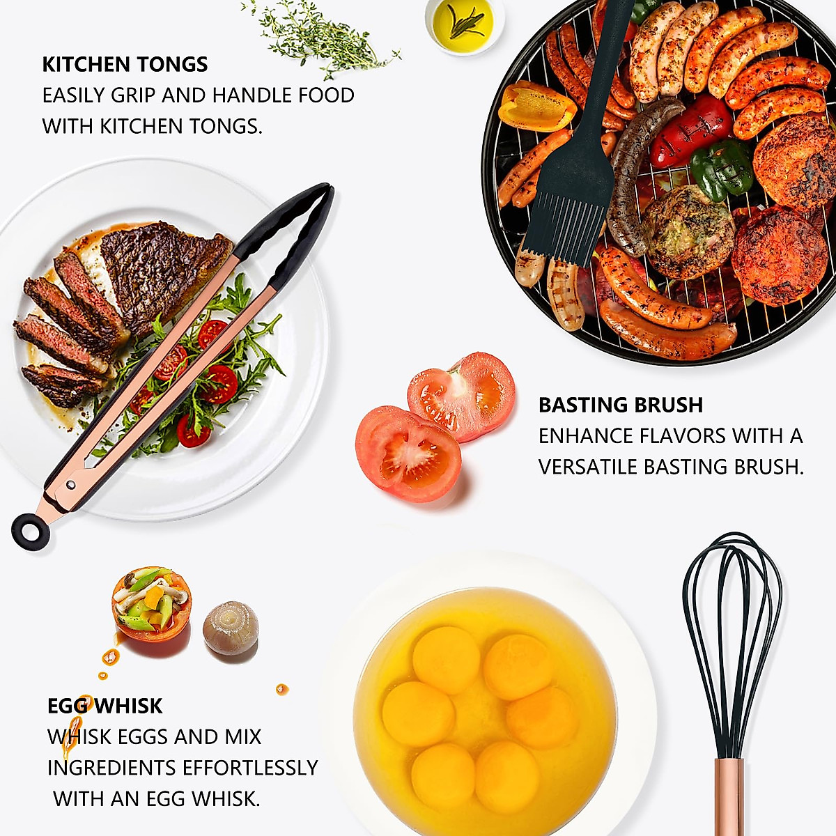 BBN Kitchen Utensils Set, Silicone Kitchen Utensils Set, 17Pcs Non-Stick Silicone Cooking Utensils Set, Heat Resistant Rose Gold Kitchen Utensil Set with Holder