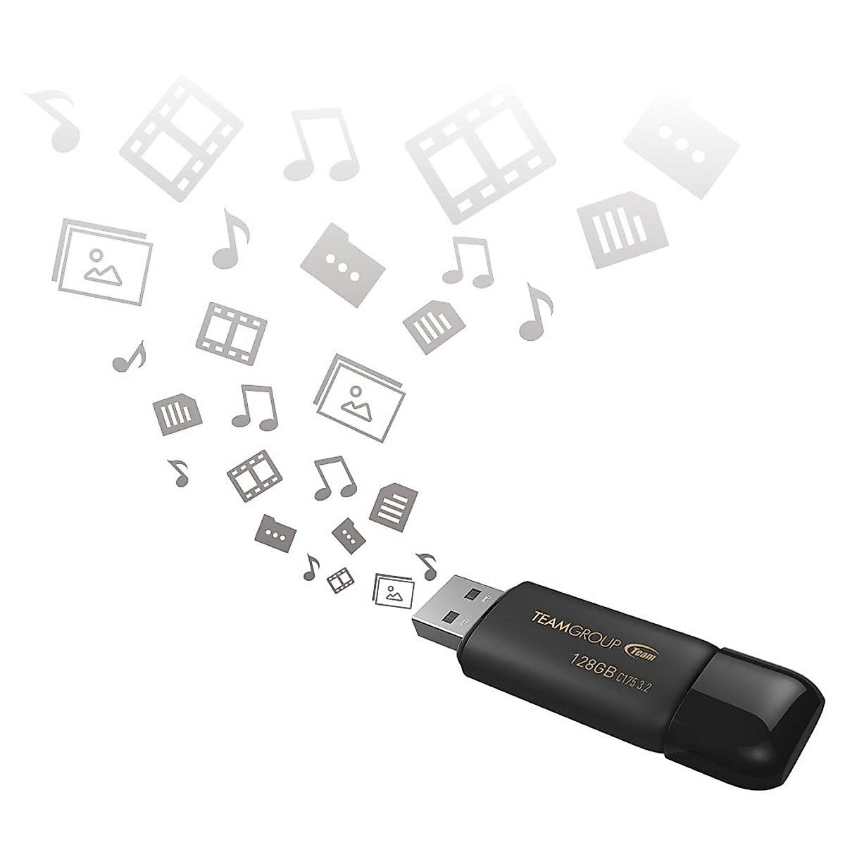 TEAMGROUP C175 64GB USB 3.2 Gen1(USB 3.1/3.0) Read100MB/s Flash Thumb Drive for Computer/Laptop Matte Black TC175364GB01