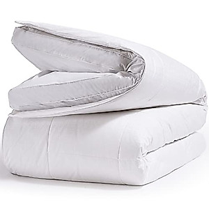 Allied Home 2" Queen Bed Mattress Topper w Goose Feathers & 300 TC Cotton Shell - Hypoallergenic Dorm Essentials Bed Pad - Quilted Down Mattress Topper For Queen Beds - Luxury 80”x60” Queen Bed Topper