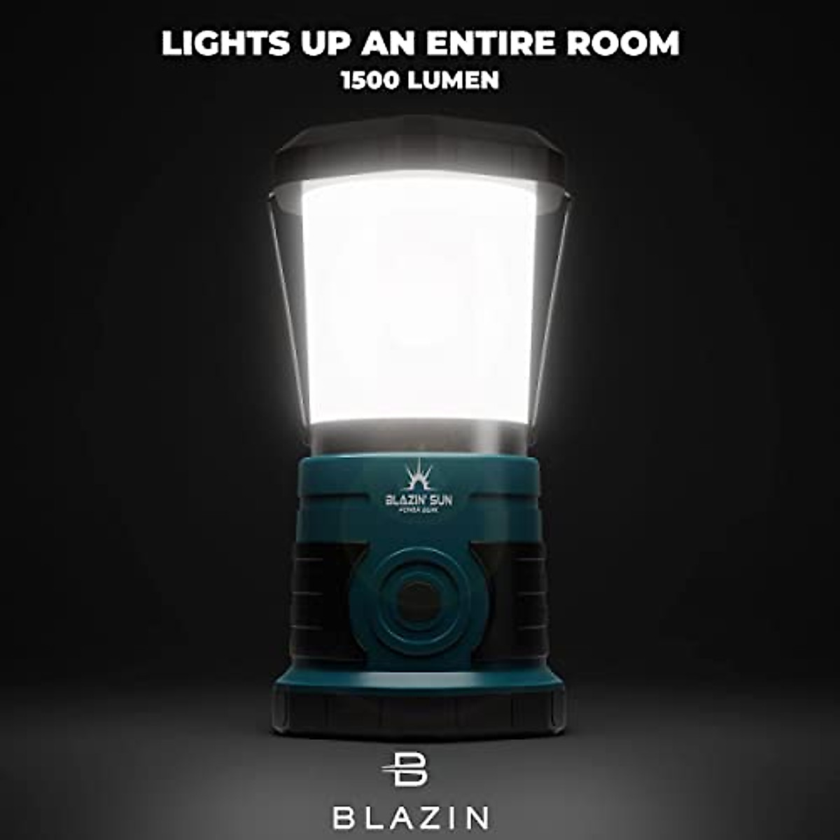 Blazin' Sun 1500 Lumen | Led Lanterns Rechargeable with Power Bank | Hurricane, Emergency, Storm, Power Outage Light | 85 Hour Runtime (Teal)