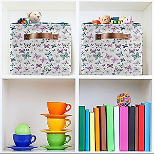 Kigai Storage Basket Butterfly Storage Bin with Handle, Large Storage Cube Collapsible for Shelves Closet Bedroom Living Room 1PC