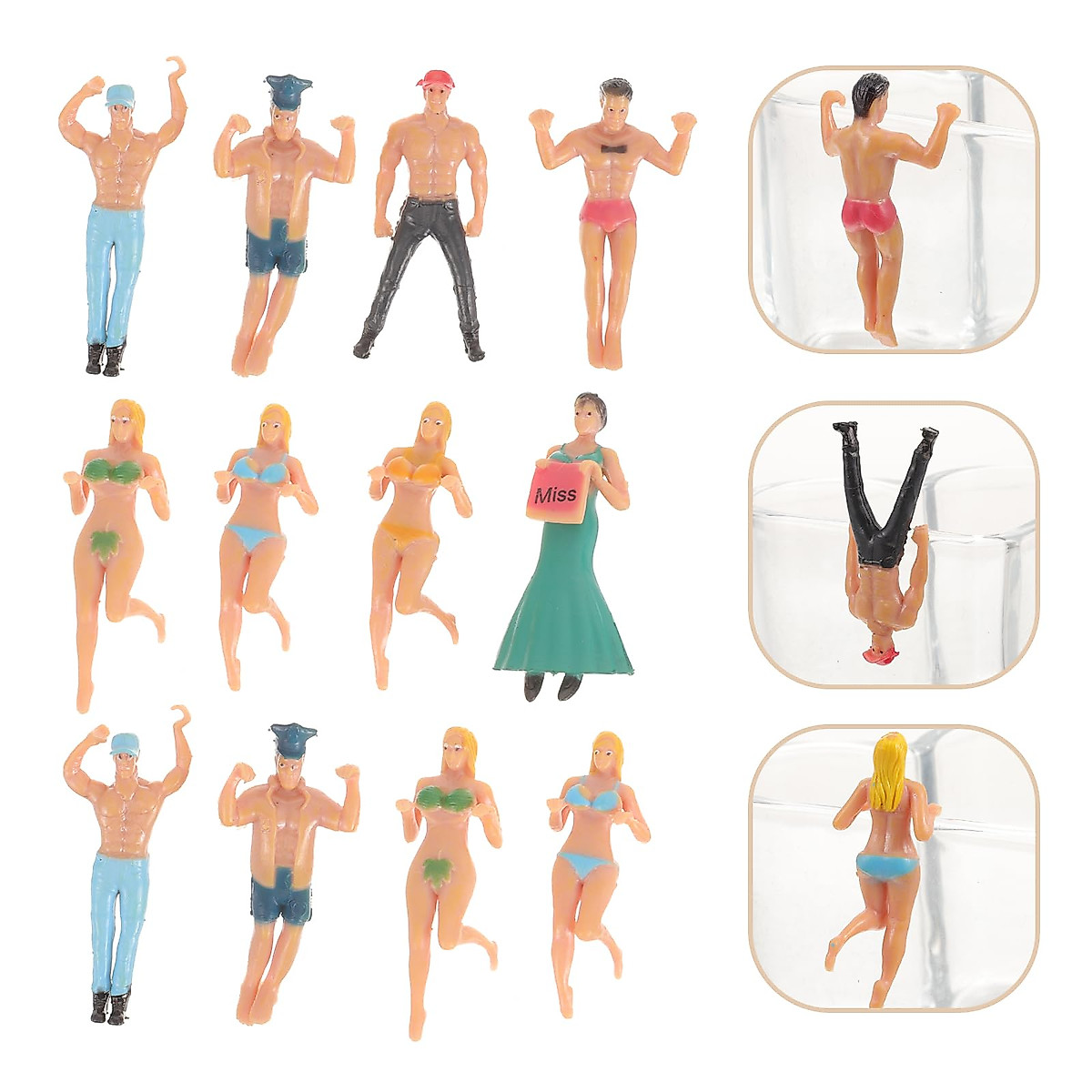 Ipetboom 16Pcs Glass Markers, Wine Glass Figure Charms Anime Figurines Doll Toy Wine Bottle Marker Cup Hanging Ornament Identify Label for Champagne Drink Markers