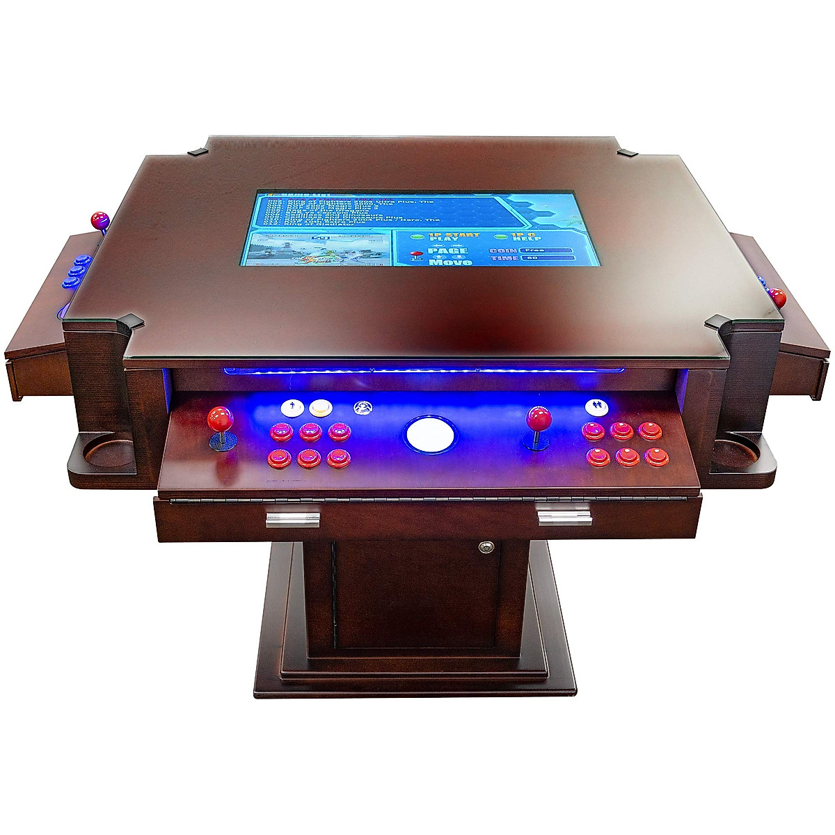 Creative Arcades Full Size Commercial Grade Cocktail Arcade Machine | 2 Player | 1162 Games | 26" LCD Screen | 3 Sided | 4 Sanwa Joysticks | Trackball | 2 Stools Included | 3 Year Warranty
