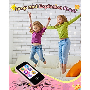 shiningstone Kids Toy Phone, Toddler Phones with MP3 Music Player, Dual Camera, Flashlight, Timer, Calculator, Habit Recorder, Kids Smart Phone for Girls and Boys 3-8 Years-Pink
