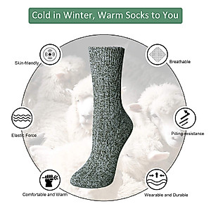 Pack of 5 Womens Winter Socks Warm Thick Knit Wool Soft Vintage Casual Crew Socks Gifts,A-Navy/Dark grey/Brown/Green/Light grey