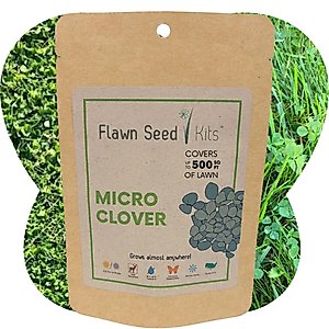 Flawn Seed Organic Coated Micro Clover Seed, Specialty Coated, Eco-Friendly, Low Mowing, Low Maintenance, Easy Open Compostable Pouch, Easy Spread Up to 500 SqFt