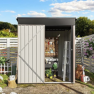 LAUSAINT HOME 5x3FT Outdoor Storage Shed, Small Waterproof Metal Storage Tool Bike Sheds with Lockable Door for Backyard, Garden, Patio and Lawn, Brown