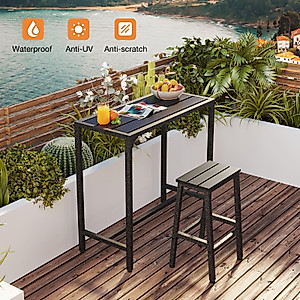 ODK 39 Inch Outdoor Bar Table, Hot Tub Table, Patio Counter Bar Height Table with Weather Resistant Waterproof Top for Garden, Yard, Balcony, Poolside, Indoor (Black)
