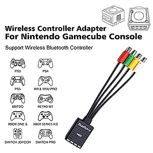 AreMe Wireless Controller Adapter for Gamecube Console, Compatible with PS3/PS4/PS5, Xbox One S, Series X/S, Switch Pro, Joycon Bluetooth Controller to NGC System