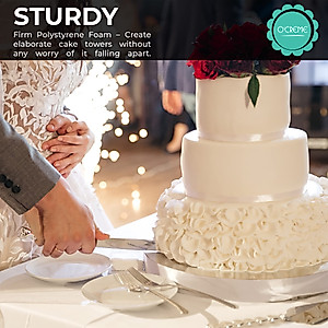 O'Creme Polystyrene Dummy Cake Decorating Display for Baked Goods Bakery Supplies Square Shape (4”H x 8”)