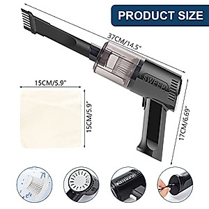 ALMEIOSE Car Vacuum, Portable Mini Vacuum for car Cleaner High Power 8000PA Suction, 15Ft USP Quick Charge Handheld Whole Car Detailing Vacuum， Vacuum Wet Dry for Car, Home and Offic (White)