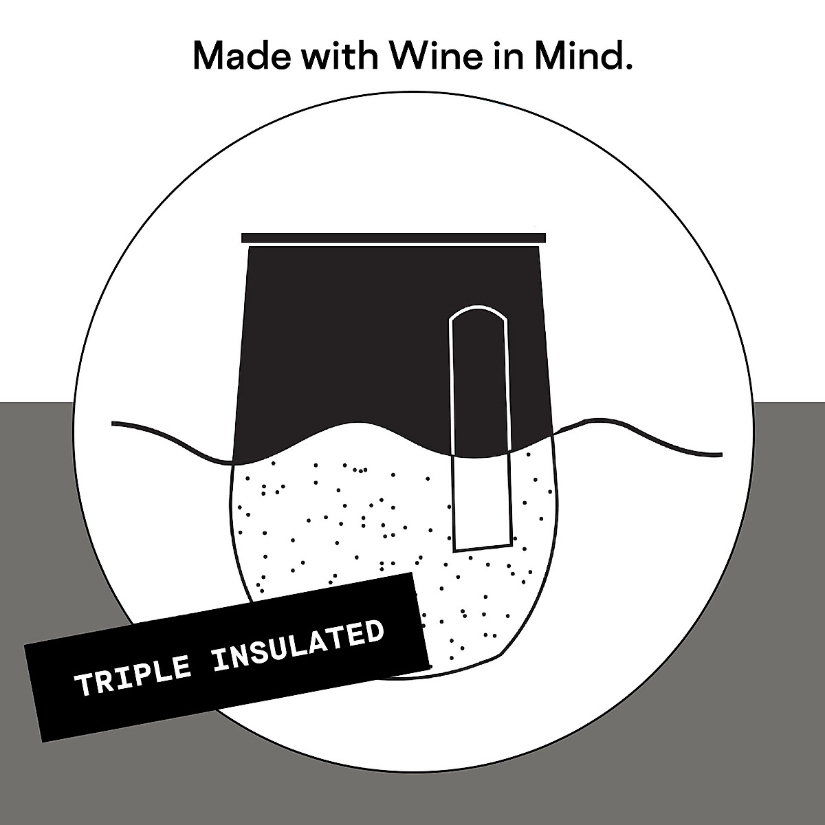 Corkcicle Stemless Insulated Wine Glass Tumbler, Ceramic Slate, 12 oz – Stainless Steel Stemless Wine Glass Keeps Beverages Cold for 6 Hours, Hot for 3 Hours – Non-Slip, Easy-Grip Insulated Cup