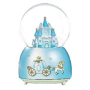 Snow Globe Castle Crystal Ball Automatic Snowfall Musical Rotating Crystal Ball with 7 Color Changing Lights Music Box Castle for Girls Boys Xmas Santa