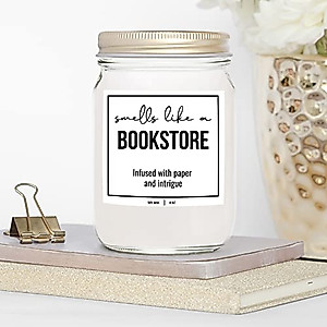 YouNique Designs Bookstore Candle - Soy Candles for Home Scented Book Lovers Gifts, Funny Book Candles Gifts for Women, 8 oz, Gifts for Book Lovers Scented Candles