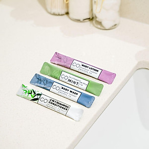 Go Essentials Travel Size Body Wash Packets – Single Use amenity for Women & Men. TSA Travel Size Toiletries