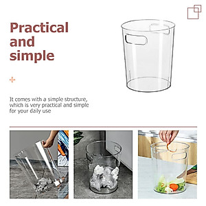 FOMIYES Waste Basket Clear Wastebasket Trash Bin with Handle Round Garbage Container Bin Small Acrylic Trash Can Plastic Wastebasket for Bathroom Bedroom Kitchen Home Office Dorm