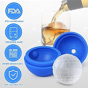 IXI Silicone Ice Cube Molds Whiskey Ice Ball Maker Chocolate Molds, Blue (Pack of 2)