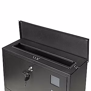 Locking Mailbox Wall Mounted Vertical– Jssmst mailboxes with Key Lock Large Capacity, 14.3 x 4.1 x 11.8 Inch, Black, SM-HPB911BN