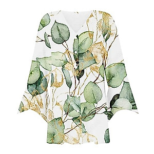 KSODFNXH Cardigan for Women Dressy 3/4 Sleeve Butterfly Printed Button Up Coat Tops Casual Comfy Loose Cardigan Tops