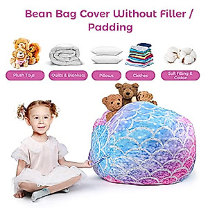 KABOER Bean Bag Cover for Kids,200L Stuffed Animal Storage Bean Bag Chair Cover |Stuffable Zipper Beanbag for Organizing Children Soft Plush Toys (32x29inch)